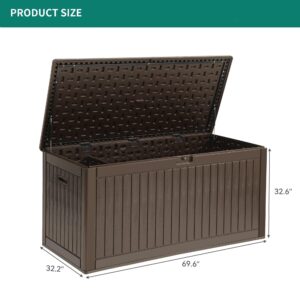 260 Gallons Water Resistant Resin Lockable Deck Box - N/A Brown