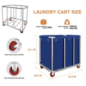 Commercial Laundry Cart with Wheels 11.35 Bushel Industrial Laundry Cart Basket Trucks Heavy Duty Large Laundry Carts Hampers for Hotels & Hospital