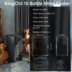 KingChii 18 Bottle Wine Cooler Refrigerator Dual Zone Wine Fridge - Intelligent Digital Control, Low Noise Professional Compressor, Freestanding for Home, Office, or Kitchen