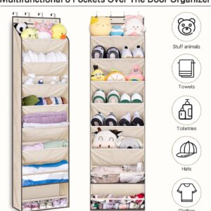 KEETDY Over The Door Shoe Organizer Fit 20 Pairs Sneakers Large Hanging Shoe Organizer for Closet Door Storage Boots, Beige