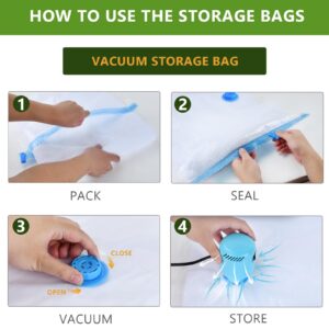 BAMCOO Vacuum Storage Bags with Electric Pump, 8 Pack (4 Jumbo 4 Large Vacuum Seal Bags for Clothing) Storage Bags Vacuum Sealed Bags for Travel, Luggage, Bedding, Blankets