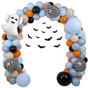 halloween baby shower balloons arch garland kit, halloween foil balloons with 3d bats for happy boo day decors halloween baby shower decorations halloween theme birthday party supplies