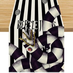 black striped halloween table runner scary spooky creepy halloween decorations and supplies for home kitchen dining room table