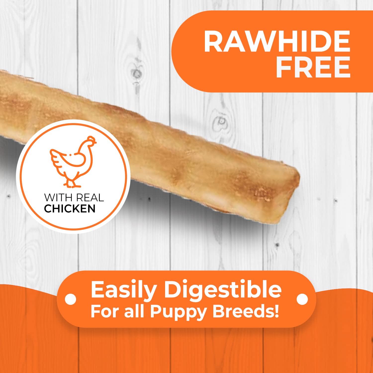 Canine Naturals Puppy Chicken and Rice Chew - Rawhide Free Puppy Treats - Made with USA Chicken - All-Natural & Easily Digestible - 40 Pack of 5-Inch Sticks for Puppies