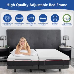 Twin XL Adjustable Bed Base with Mattress, 10 Inch Gel Memory Foam Medium-Firm Mattress in Box, Head/Foot Lift Electric Smart Bed, Wireless Remote, Updated Adjustable Bed Frame with Thickened Frame