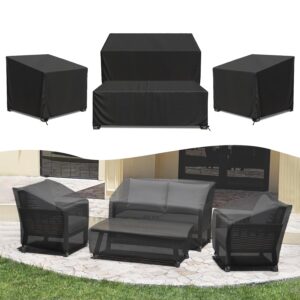 patio furniture covers, 4 piece heavy duty waterproof outdoor furniture cover with windproof buckle strap, rattan wicker patio furniture set cover for chair sofa black (black, x-large)