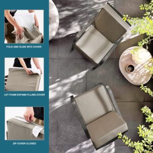 ARTPLAN Deep seat Cushions for Outdoor Furniture,24x24 Inches,Back 18"x24",H:6". Extra Thick Outdoor Patio Sofa Lawn Chair Cushions,Khaki