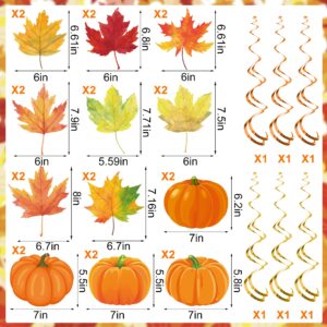 Augisteen 30 Pcs Fall Pumpkin Maple Leaf Hanging Swirls Autumn Swirls Streamers Thanksgiving Ceiling Hanging Decorations for Home Autumn Thanksgiving Harvest Decor Party Supplies