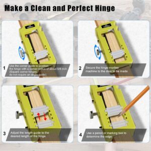 Door Hinge Jig, No Needed Hammer Door Hinge Router Jig, Door Hinge Ccutting Tool, Aadjustable Door Hinge Jig Kit for Router, Length 3” to 5” and Thickness 1/4” or 5/8” Hinges, Not Fit The Door Frame