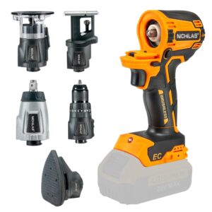 nichilas power tools combo kit for dewalt 20v battery, brushless motor electronic chip contact startup, 5 in 1 cordless drill impact wrench, jigsaw, sander, trimmer router (no battery)