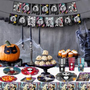 Nightmare Party Supplies 123Pcs Nightmare Tableware Included Banner,Cups,Plates,Napkins,Tablecloth for Nightmare Halloween Party Decoration Supplies