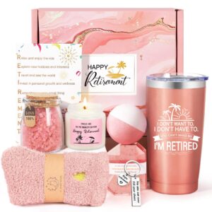 retirement gifts for woman, happy best 2024 retirement gifts for women coworker, teacher, nurse, friends, mom, retirees, funny cool 20oz tumbler retirement gifts basket for coworkers office & family