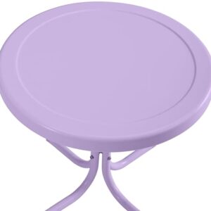 Crosley Furniture Tulip 3-Piece Outdoor Chair and Side Table Set, Vintage Retro Metal Patio Conversation Sets, Lavender Gloss