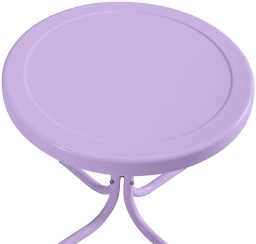 Crosley Furniture Tulip 3-Piece Outdoor Chair and Side Table Set, Vintage Retro Metal Patio Conversation Sets, Lavender Gloss