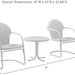 Crosley Furniture Tulip 3-Piece Outdoor Chair and Side Table Set, Vintage Retro Metal Patio Conversation Sets, Lavender Gloss