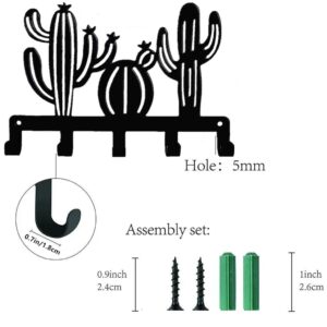 RIRIYEYE Coat Rack Wall Mount,Coat Hooks Wall Mount Hanger with 5 Hooks,Cactus Metal Wall Art Decorative,Hats Towels Keys Hooks Holder Organizer for Bedroom Bathroom Entryway Hallway