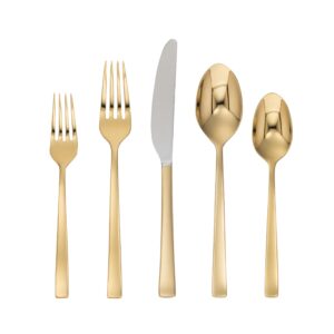 cambridge ellenore gold 5-piece flatware place setting, 5 count, no color