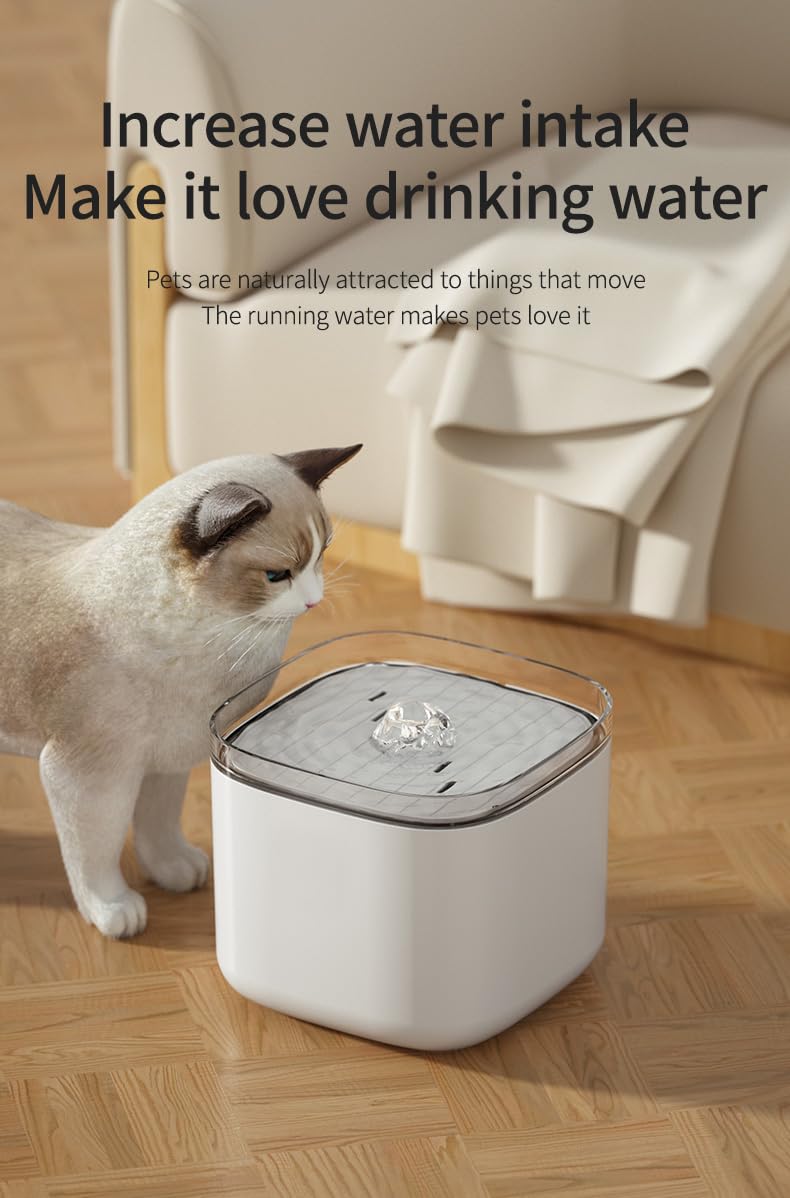 Cat Water Fountain 102oz/3L Automatic Pet Fountain Cat Water Dispenser with Replacement Filters for Cats, Dogs, Multiple Pets Water Bowl Dog Drinking Dispenser Cat Feeding & Watering Supplies, White