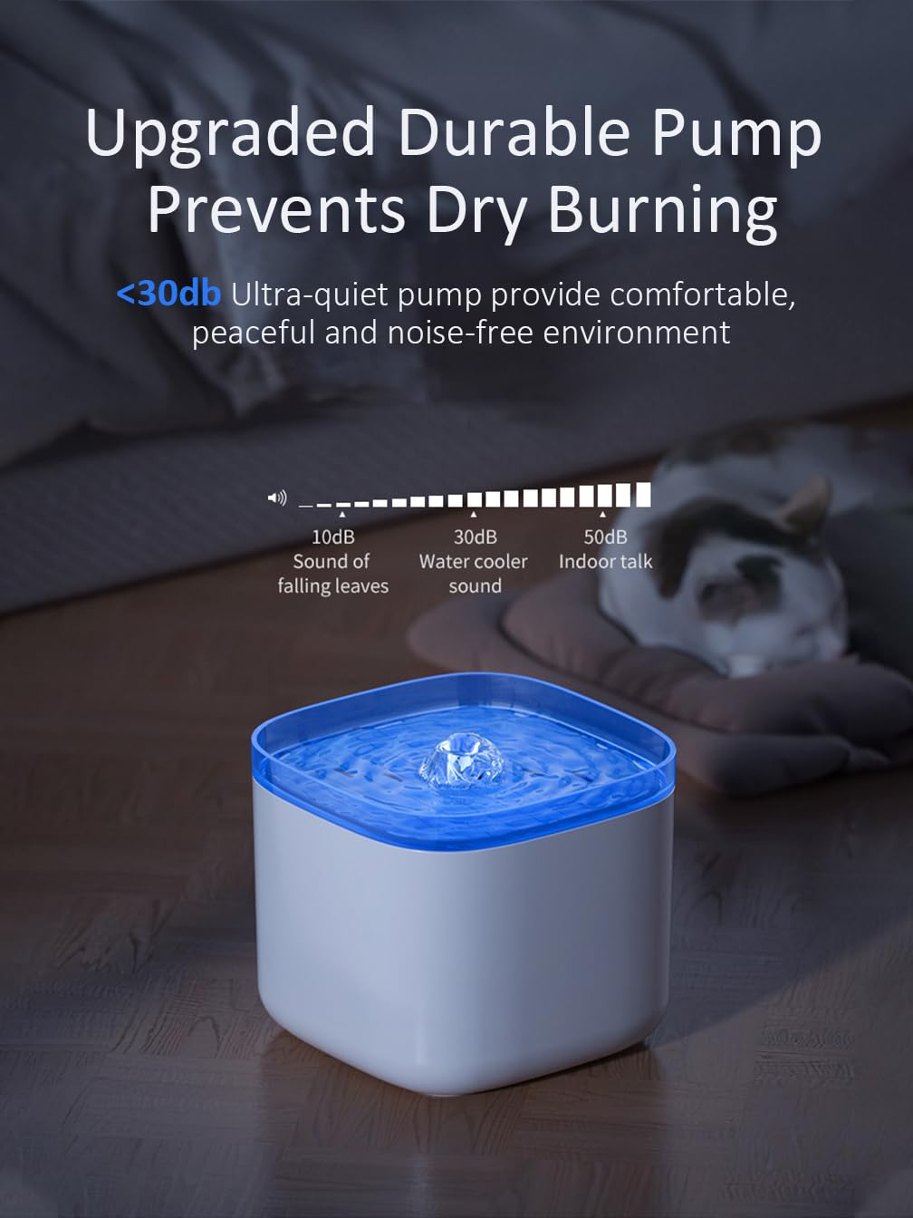 Cat Water Fountain 102oz/3L Automatic Pet Fountain Cat Water Dispenser with Replacement Filters for Cats, Dogs, Multiple Pets Water Bowl Dog Drinking Dispenser Cat Feeding & Watering Supplies, White