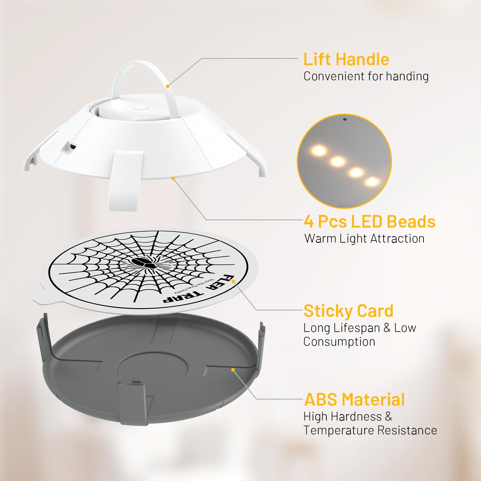 Rechargeable Flea Traps for Inside Your Home 2 Pack, Upgrade Indoor Electric Flea Trap with LED Light, Flea Insect Infestation Treatment Trap for Home and Garage W/8 Sticky 6.5” Disc Refills