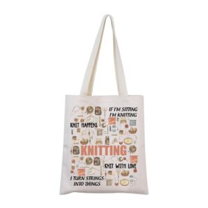 mnigiu funny yarn gift knitting tote bag knitting lover gift yarn storage bag knitter gift crochet gift (knitting tote)