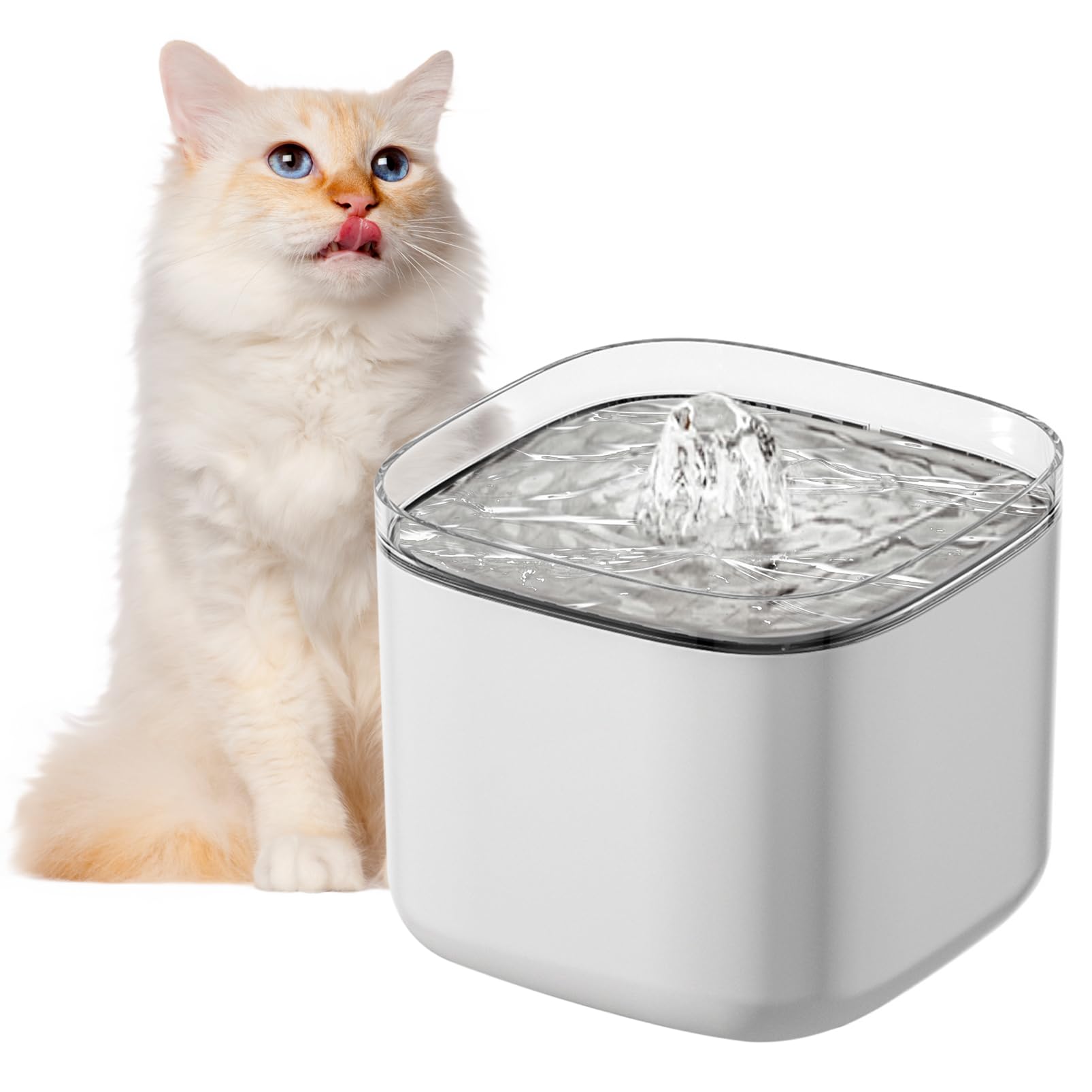 Cat Water Fountain 102oz/3L Automatic Pet Fountain Cat Water Dispenser with Replacement Filters for Cats, Dogs, Multiple Pets Water Bowl Dog Drinking Dispenser Cat Feeding & Watering Supplies, White