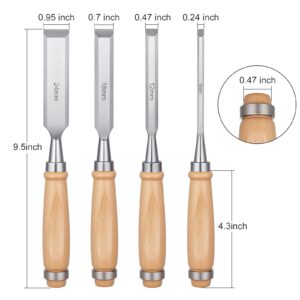 YUQGAOP 4 Piece Wood Chisel, Chisel, Professional Wood Chisel Sets Woodworking Tools Set,Bevel Edge Chisel Set,Woodwork Chisel.