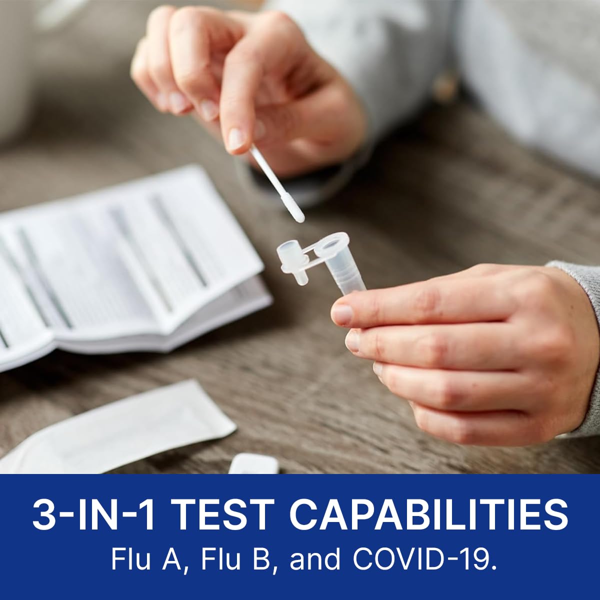 CorDx TyFast Flu A/B & Covid-19 Multiplex Rapid Test, 10 Mins at Home, FDA Authorized, 3-in-1 Combo Kit, 1 Test