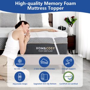 Firm Mattress Topper Queen Size 3 Inch Mattress with Ice Silk Cover, Premier Cooling Gel+Bamboo High-Density Support Memory Foam Mattress Topper, Medium Firm to Firm Mattress Topper for Pain Relief