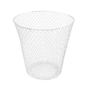 gpahrrdnij wire mesh round waste lightweight trash can open top wastebasket recycling desk office school garbage cans home & custom storage toilet paper bag (white, 23cmx23cmx15cm)