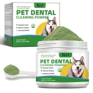 dog dental powder - dog teeth cleaning powder - dog breath freshener - targets remove for bad breath, tartar & reduces plaque & bad breath - dental care supplies for small, medium, large dogs