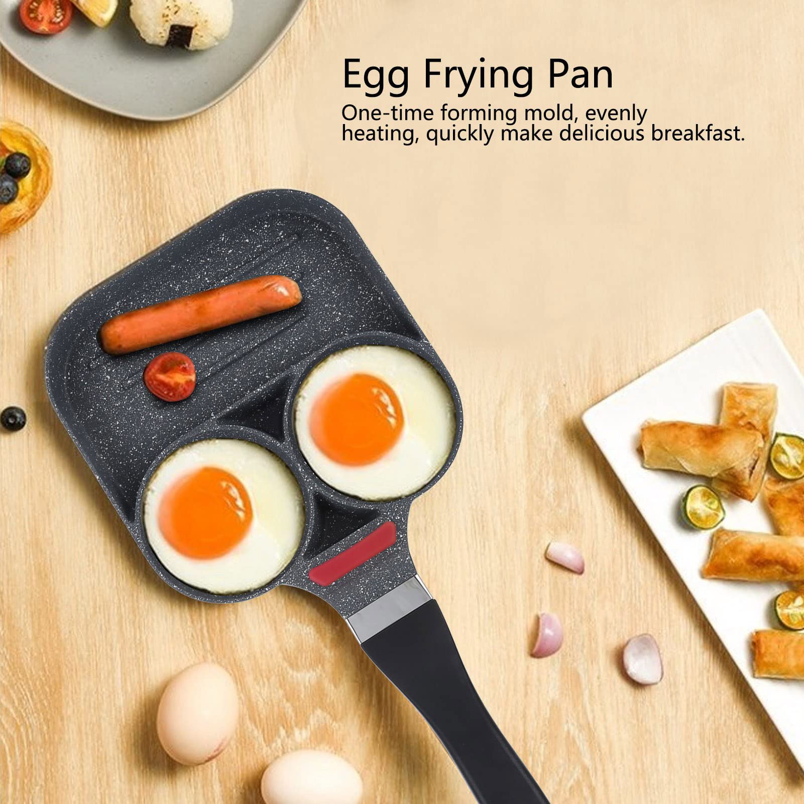 Tomotato Nonstick Egg Frying Pan, 3 in 1 Egg Pan Divided Grill Skillet Pan with Heat Resistant Handle Breakfast Omelet Pancake Pan for Gas Stove