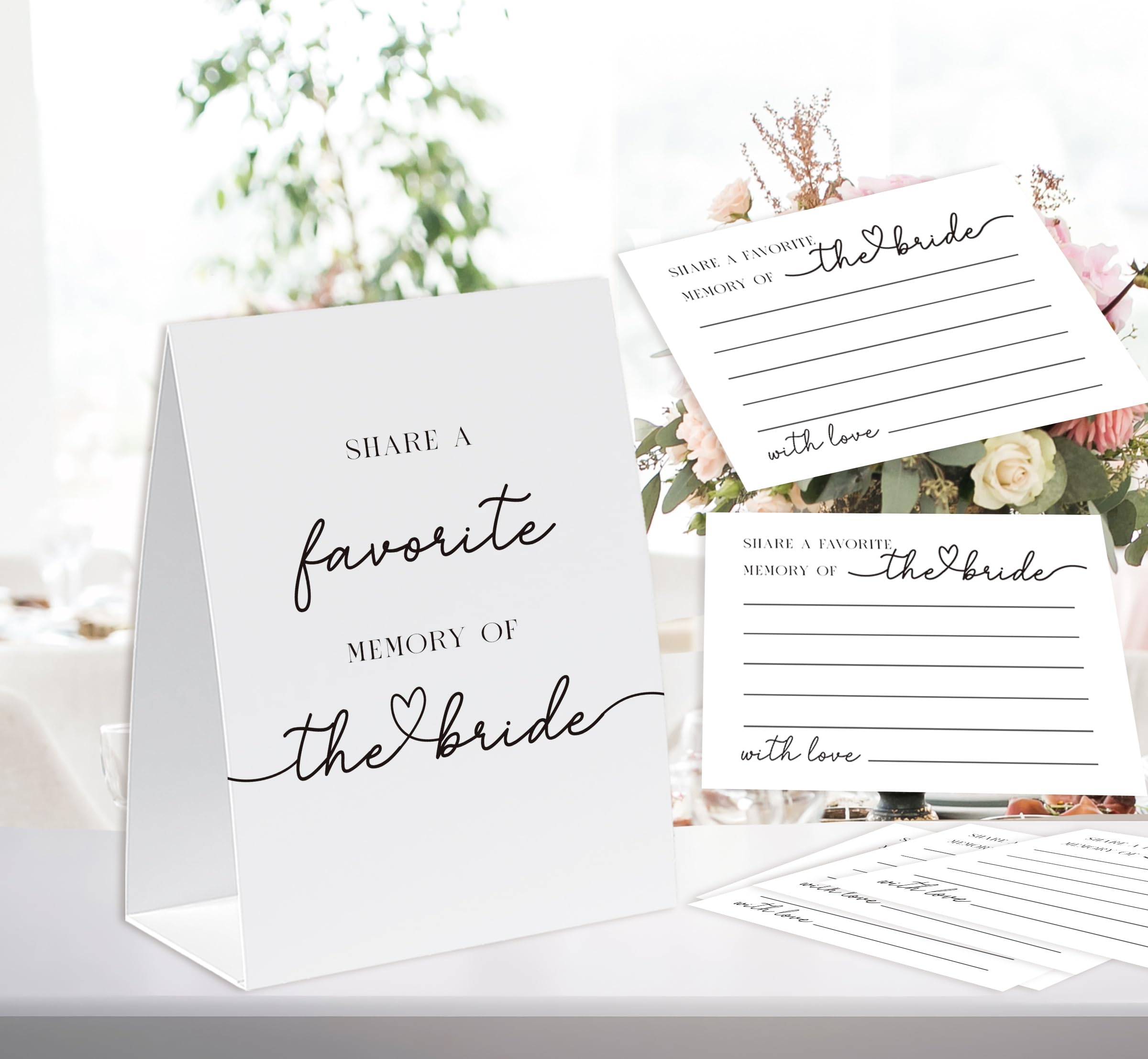 Xenseou Bridal Shower Share a Memory Sign and Card, Bridal Shower Sign, Hen Party Cards, Wedding Shower Game, Minimalist Share A Memory Cards for Bridal Shower-SAM06