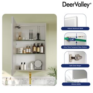 Deer Valley 24" W x 36" H Lighted Medicine Cabinet with Mirror, Led Medicine Cabinet for Bathroom with Defogger & 3-Color, Wall Mounted Mirrored Medicine Cabinets with Lights DV-1VM0187