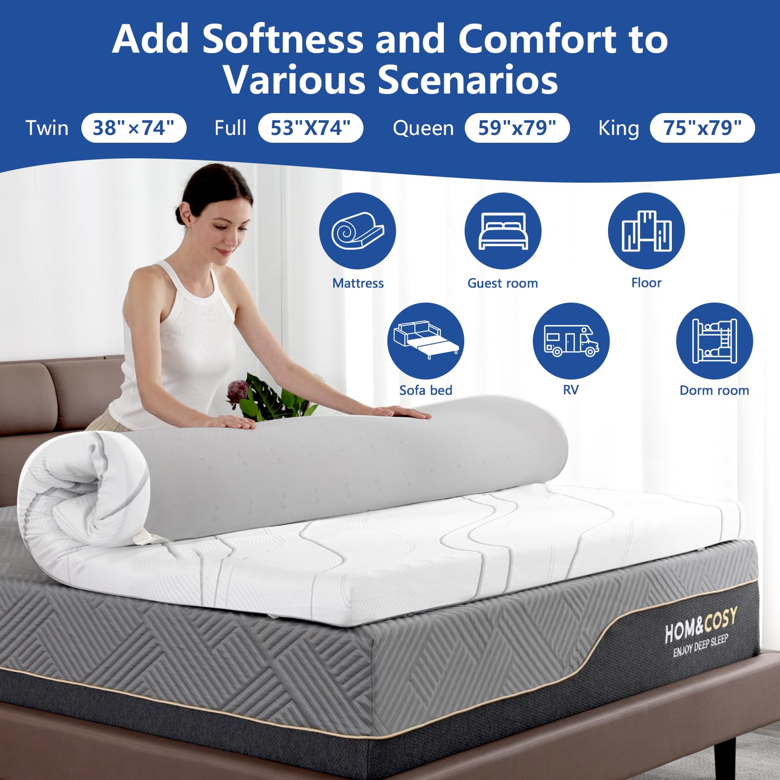 4 Inch Firm Memory Foam Mattress Topper King Size Bed Topper with Removable Ice Silk Cover,Premium Cooling Gel+Bamboo High-Density Mattress Topper, Medium Firm to Firm Mattress Topper for Pain Relief