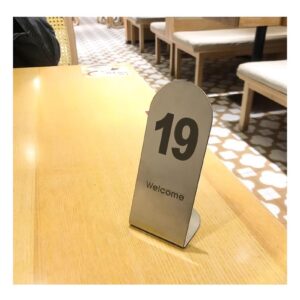 mobyat table numbers for wedding reception, stainless steels seating cards holders, 50pcs elegant table card holders, party events restaurant(1-50(5x5x12cm))