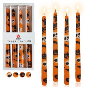 print taper candle dripless candlesticks - gedengni 4pcs handmade twisted candle long candle sticks 10inches ghost tapered candles for home party wedding halloween,8-ha