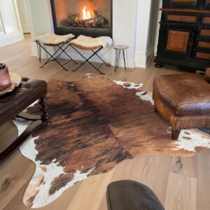 tumbleweed velvet brindle synthetic cowhide rug - luxurious cow print rug available in multiple sizes - cowhide rug for versatile decor - medium 5'x7