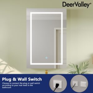 Deer Valley 24" W x 36" H Lighted Medicine Cabinet with Mirror, Led Medicine Cabinet for Bathroom with Defogger & 3-Color, Wall Mounted Mirrored Medicine Cabinets with Lights DV-1VM0187