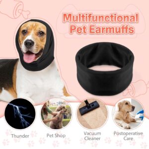 PETWIT Dog Ear Muffs for Noise Protection Dog Hood for Dogs & Cats Breathable Calming Band for Dogs & Cats Head Wrap with Anxiety Relief (Black, Middle)