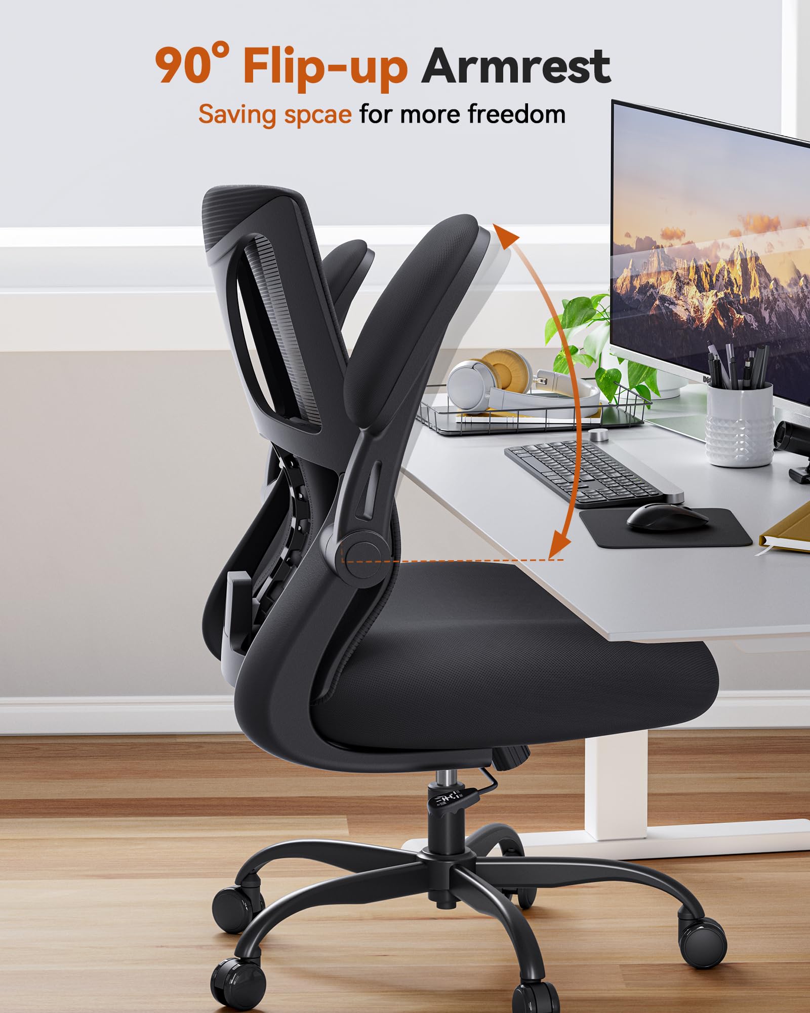 CAPOT Ergonomic Office Chair 350lbs Capacity - 3.9-inche Cushion and Tall Back Computer Desk Chair Breathable Mesh - Comfortable Swivel Office Chair with Adjustable Lumbar Support