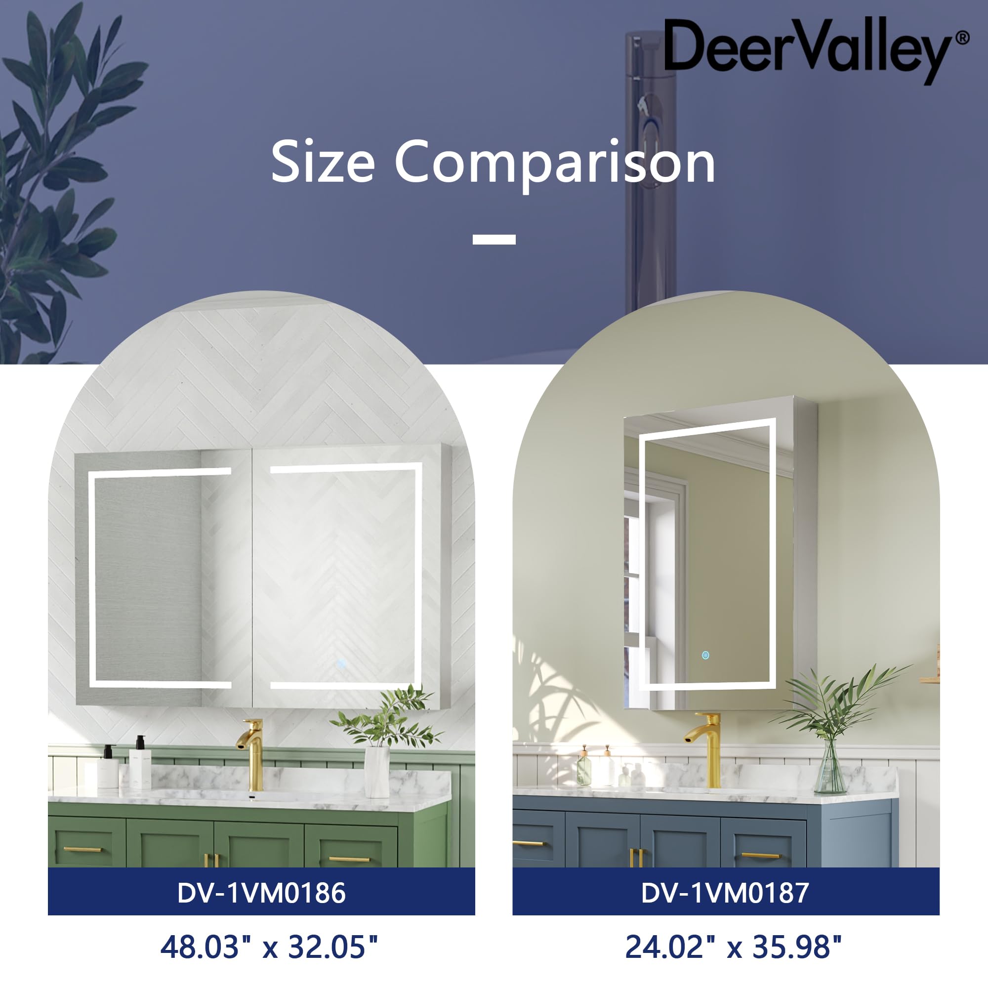 Deer Valley 24" W x 36" H Lighted Medicine Cabinet with Mirror, Led Medicine Cabinet for Bathroom with Defogger & 3-Color, Wall Mounted Mirrored Medicine Cabinets with Lights DV-1VM0187