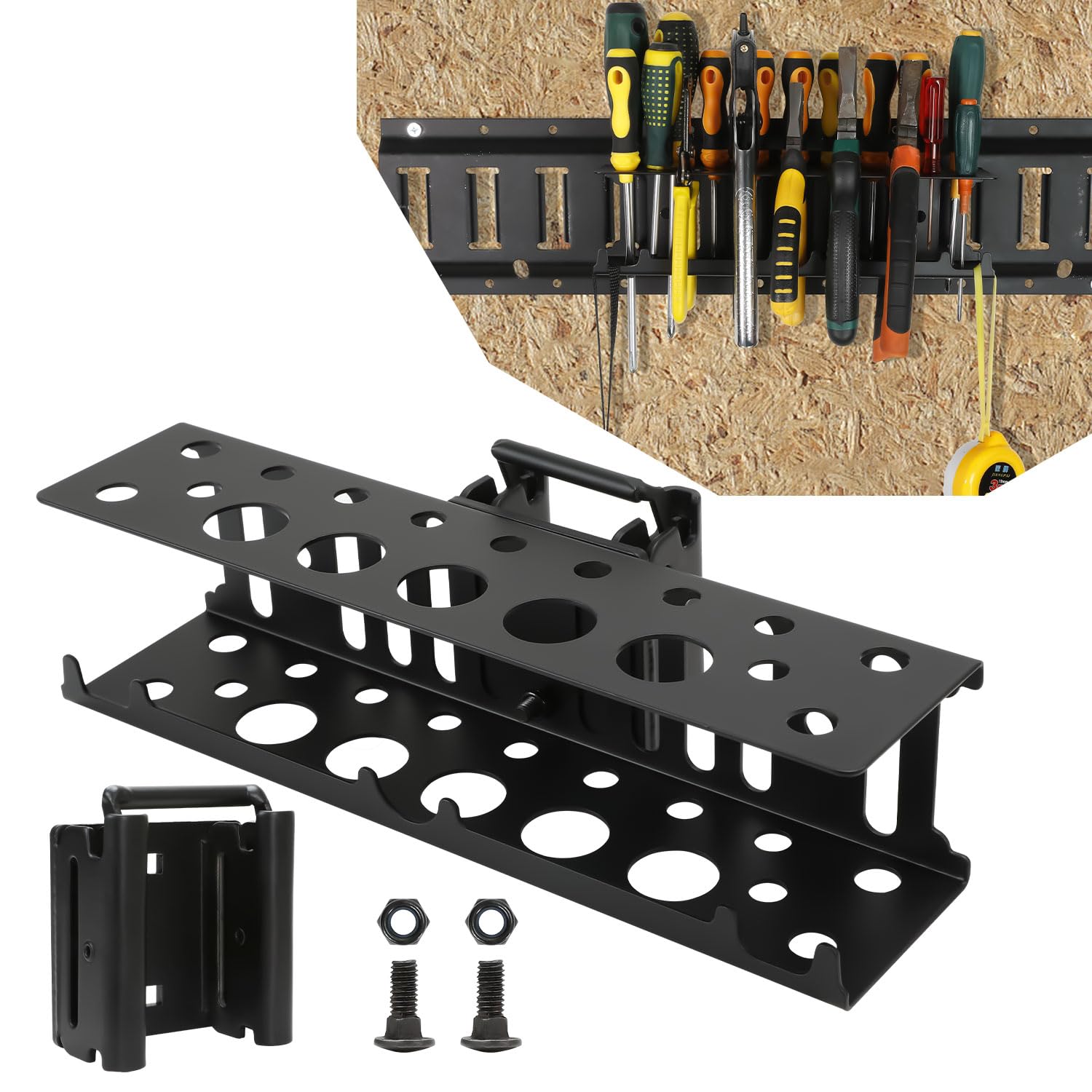 Fistihon E-Track Screwdriver Holder Rack, Heavy Duty Metal Screwdriver Organizer, E track Accessories for Screw Driver Holder Rack, Compatible with Screw Driver Holder&Pliers Holders&Shears Rack