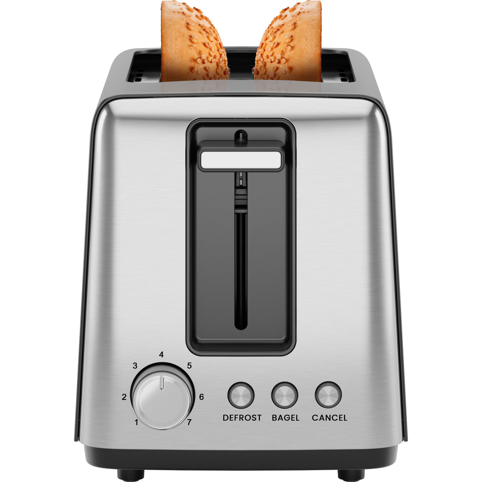 Chefman 2 Slice Toaster, 7 Shade Settings, Small Toaster 2 Slice with Removable Crumb Tray, Thick Bread Toaster and Bagel Toaster, Defrost, Cancel, Perfect for Toaster Pastries – Black