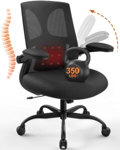 capot ergonomic office chair 350lbs capacity - 3.9-inche cushion and tall back computer desk chair breathable mesh - comfortable swivel office chair with adjustable lumbar support