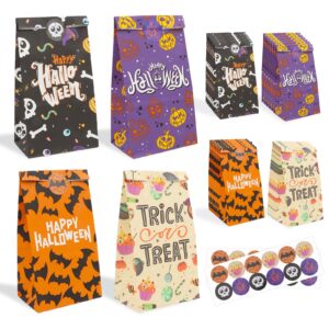 semato halloween treat bags, 24 pcs paper halloween goodie bags trick or treat gift bags bulk halloween candy bags for kids halloween bags party favors