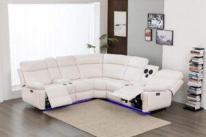 kingway inc lionel power recliner sectional sofa, white