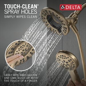 Delta Faucet Albion 14 Series Single-Handle Shower Faucet, Gold Shower Trim Kit with 4-Setting In2ition 2-in-1 Dual Hand Held Shower Head with Hose, Champagne Bronze T142855-CZ-I (Valve Not Included)