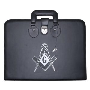 uk empire group masonic apron & chain collar case leather master mason (printed) mm, provincial size – freemason carrying bags (silver emblem)