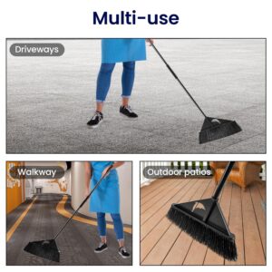 Silkyhose Heavy Duty Broom, Outdoor Broom with 51" Long Handle&Thicken Stiff Bristle, Street Sanitation Broom for Sweeping Weeds,Leaves Household Broom Cleaning Indoor Kitchen